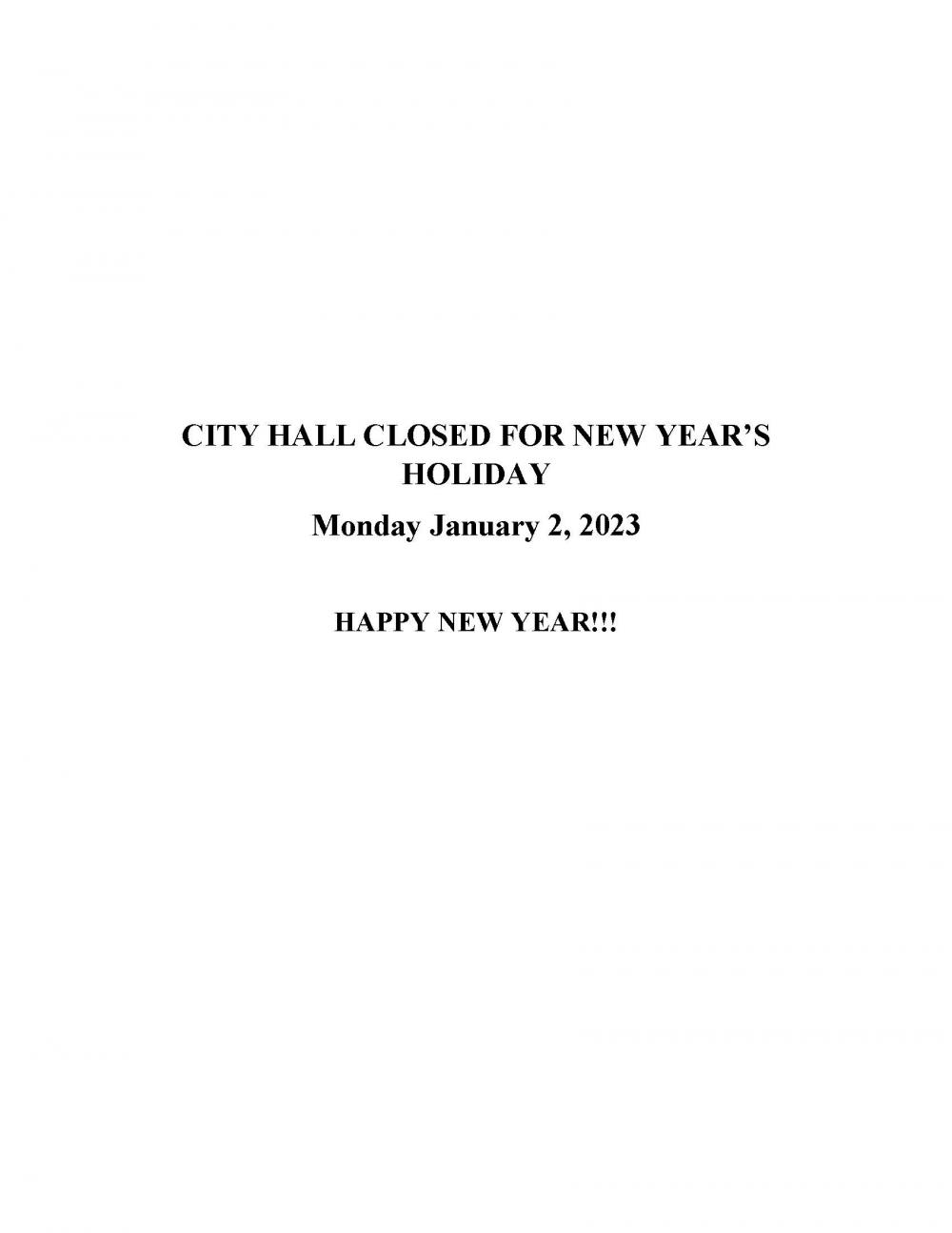 City Hall Closed for New Year's Holiday | Marathon, Florida