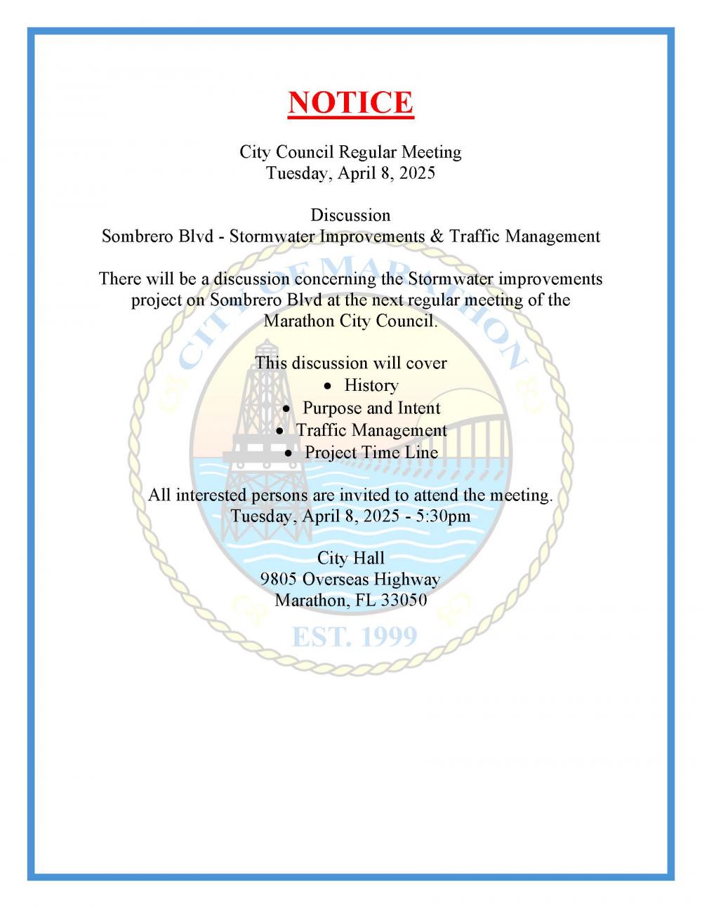 Meeting Notice | Marathon, Florida