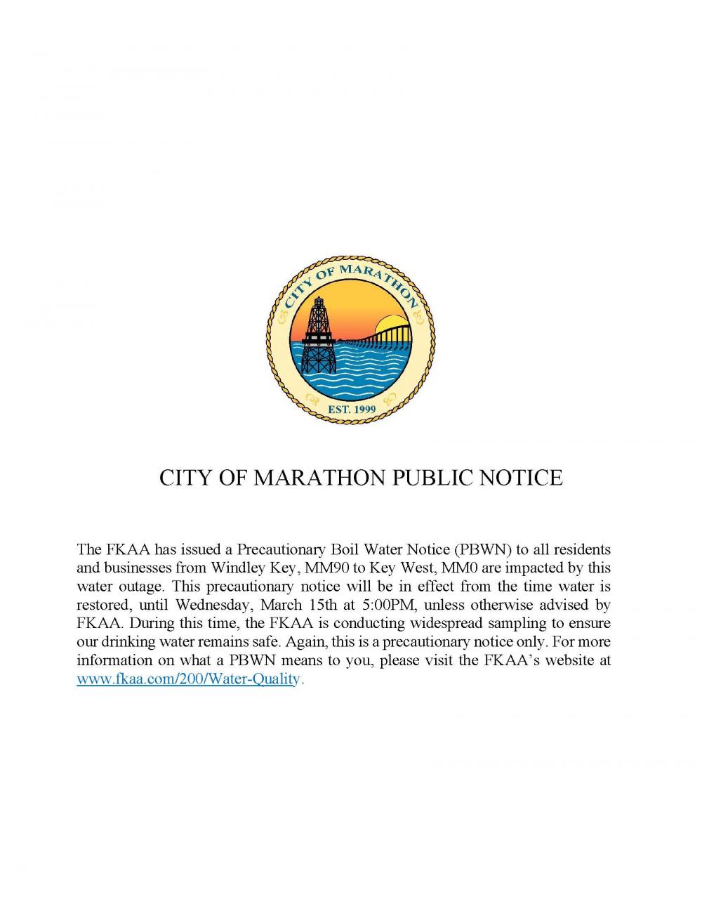 Florida Keys Aqueduct Authority issues boil water notice | Marathon ...